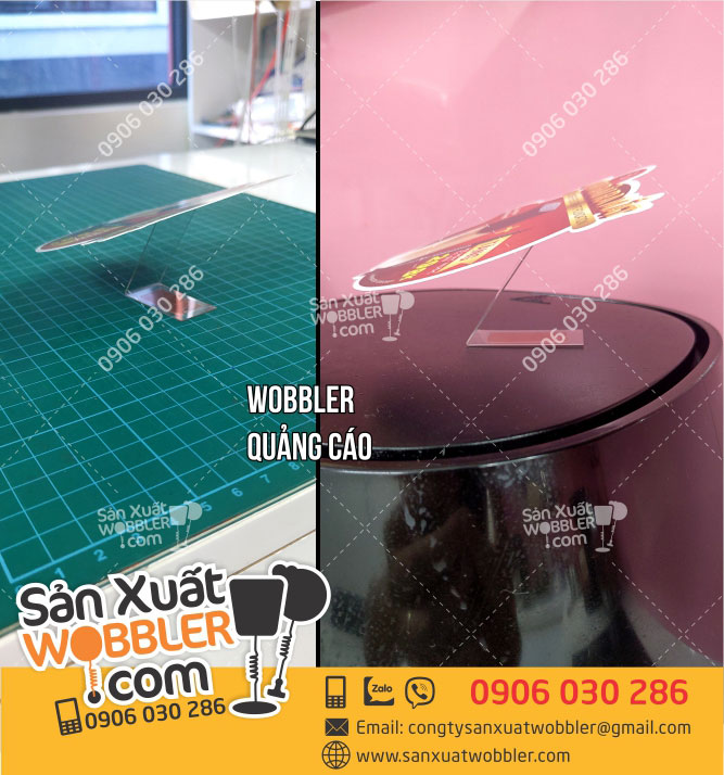 Wobbler quảng cáo có chân nhựa dán trên thiét bị gia dụng